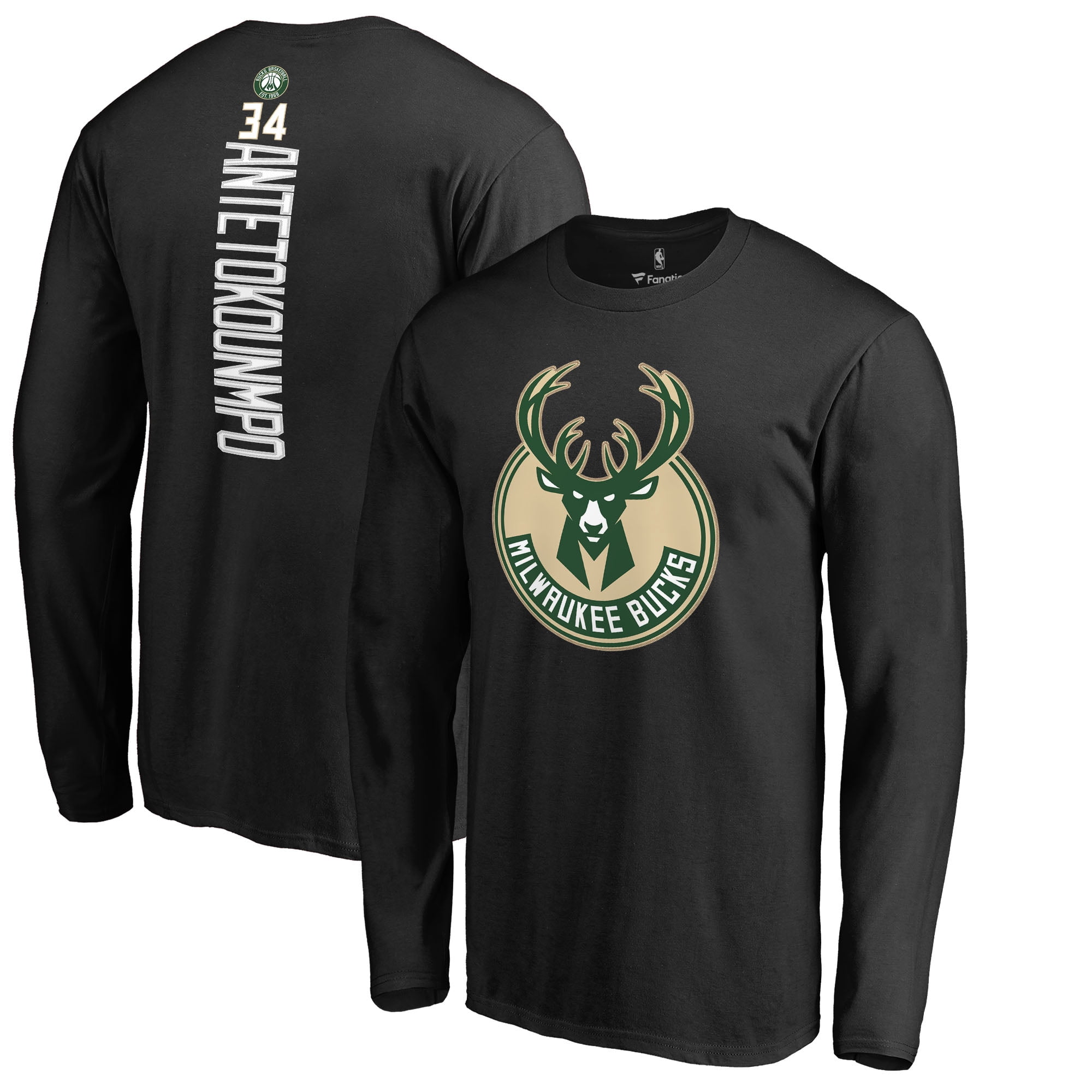 Men's Giannis Antetokounmpo Black Milwaukee Bucks Team Backer Name ...