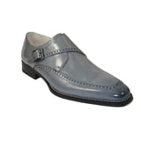 Men's Giovanni Shoes High Quality Leather Monk Strap Buckle AMATO gray ...