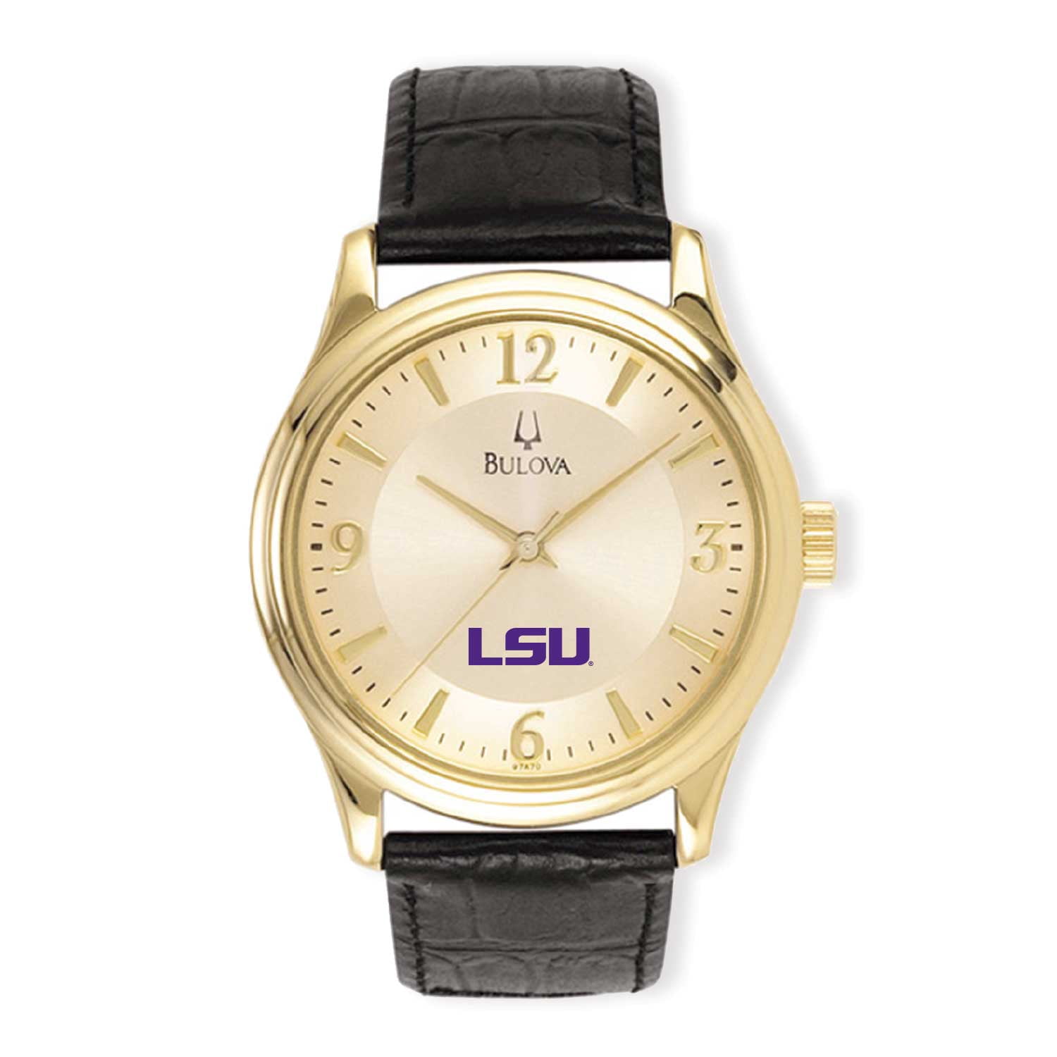 Men's Gold/Black LSU Tigers Stainless Steel Leather Band Watch ...