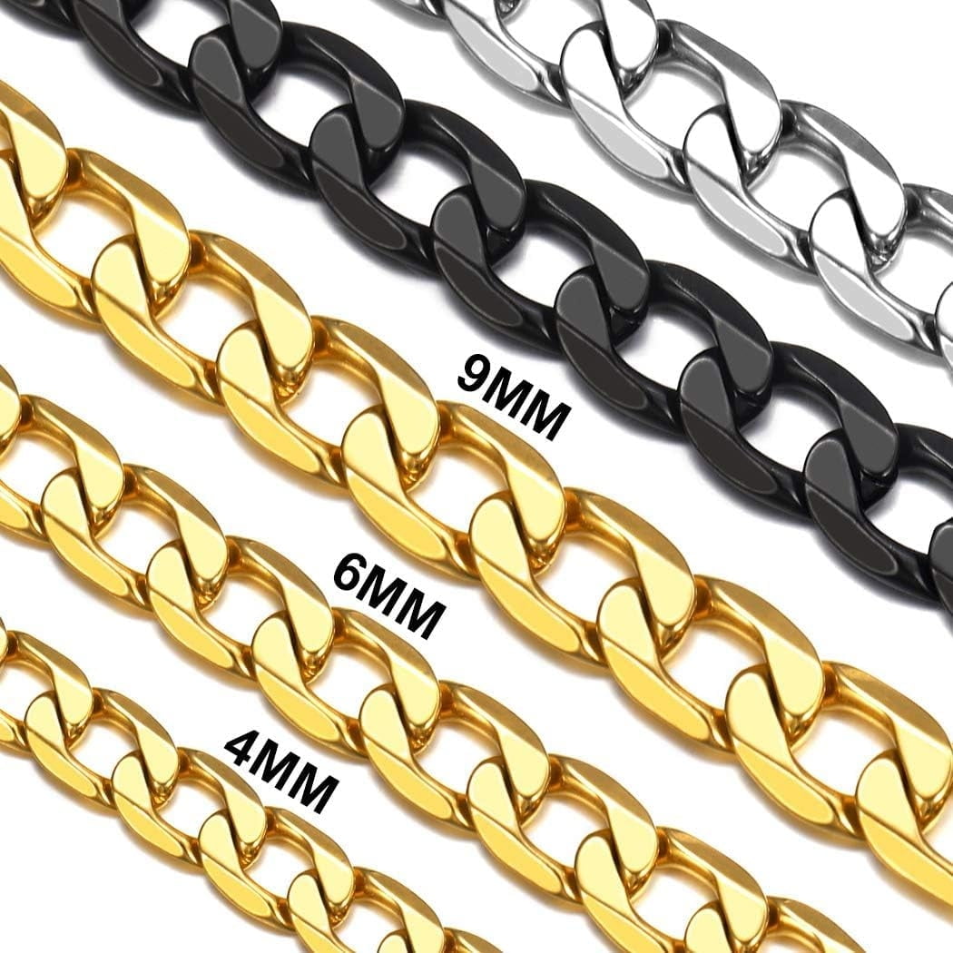 Suplight Mens Gold Curb Chain Stainless Steel 20 Inches Solid 6mm Cuban ...