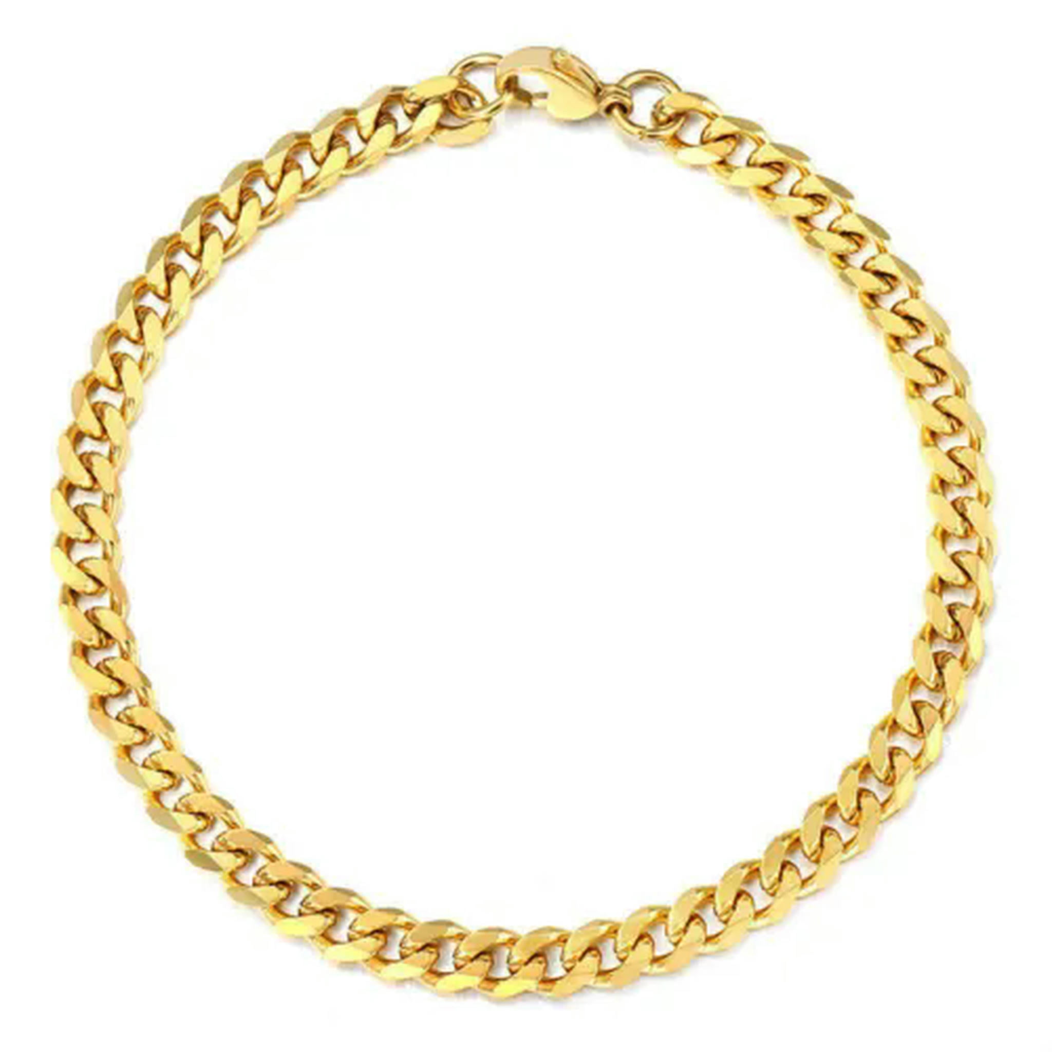 Men's Gold Plated Stainless Steel Curb Cuban Chain Link Bracelet 3/5/7 ...