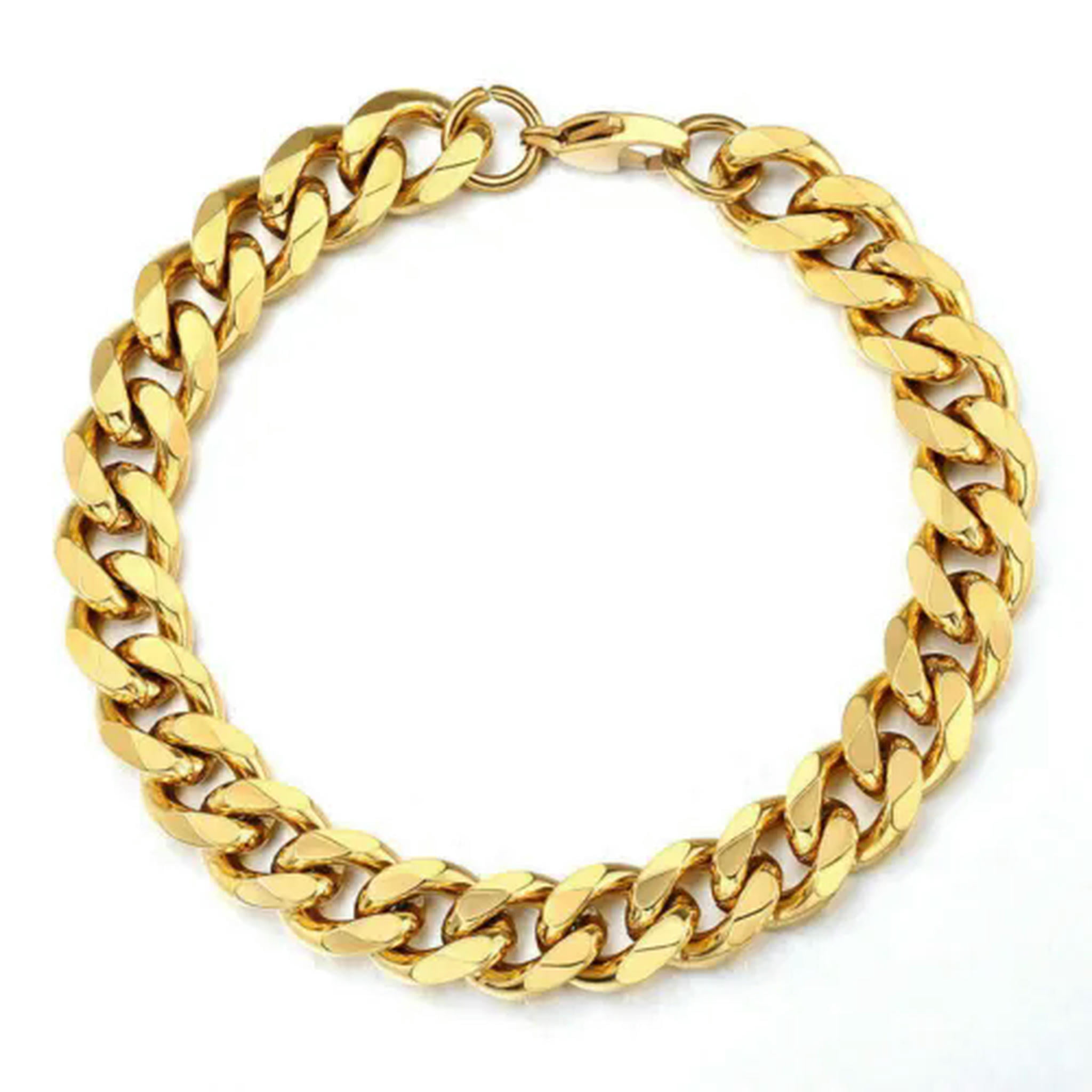 Men's Gold Plated Stainless Steel Curb Cuban Chain Link Bracelet 3/5/7 ...