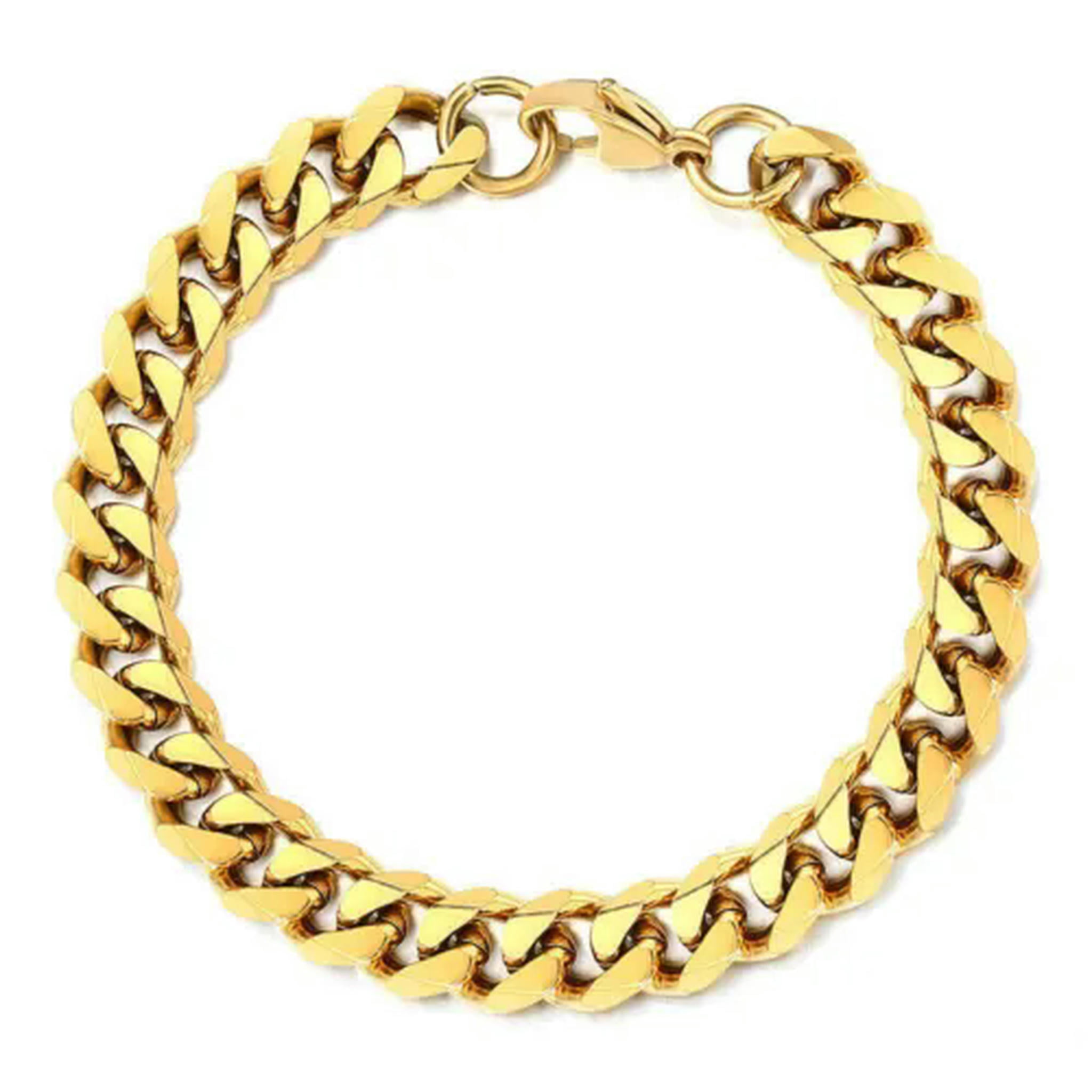 Men's Gold Plated Stainless Steel Curb Cuban Chain Link Bracelet 3/5/7 ...