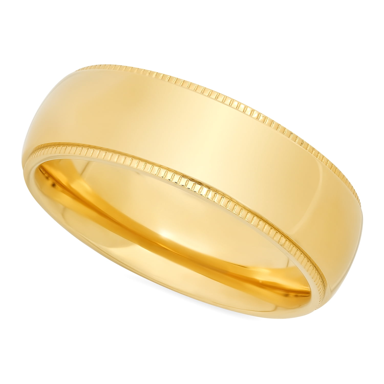 Men's Gold Plated Titanium 8mm Comfort Fit Wedding Ring w/Milgrain ...