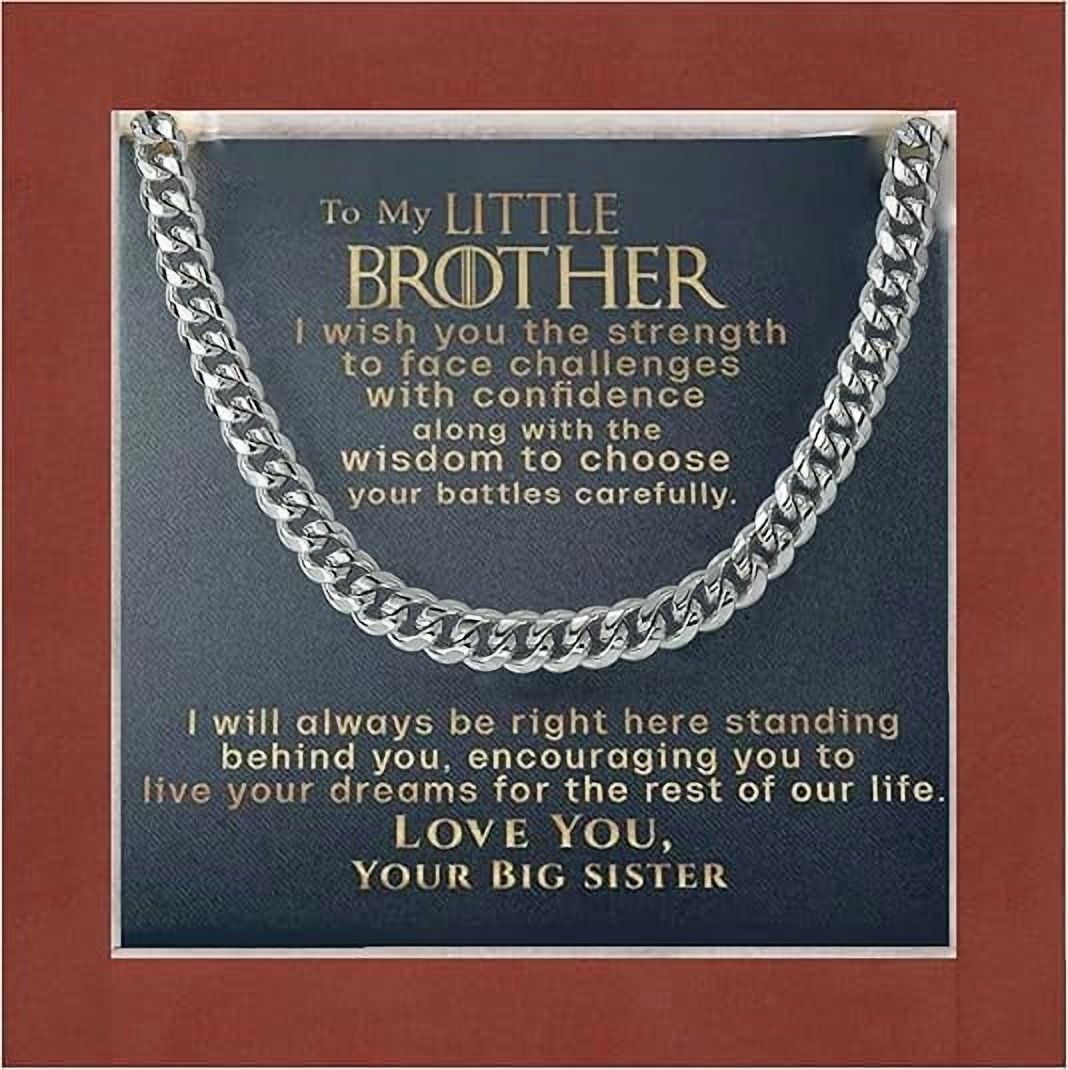 Men's Gold Silver Necklace, To My Little Brother Curb Chain Necklace ...