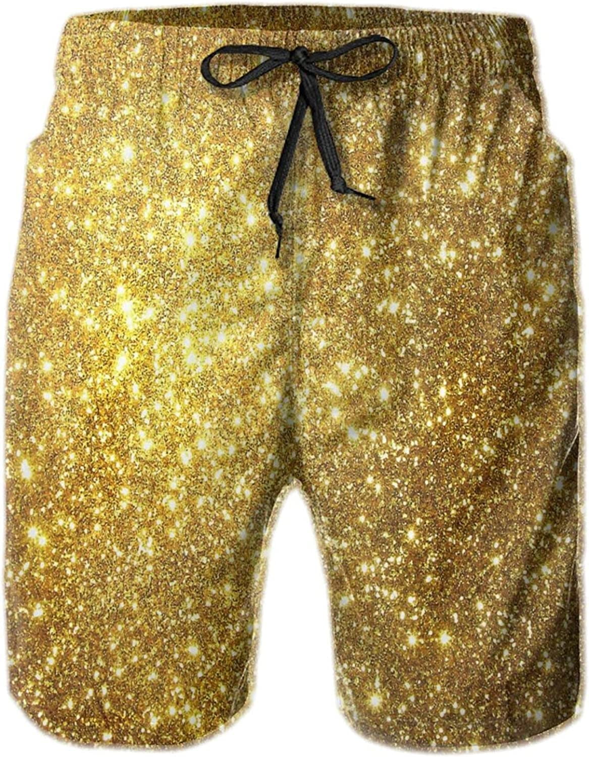 Men's Gold Swim Trunks Beach Board Shorts Quick Dry Bathing Suits ...