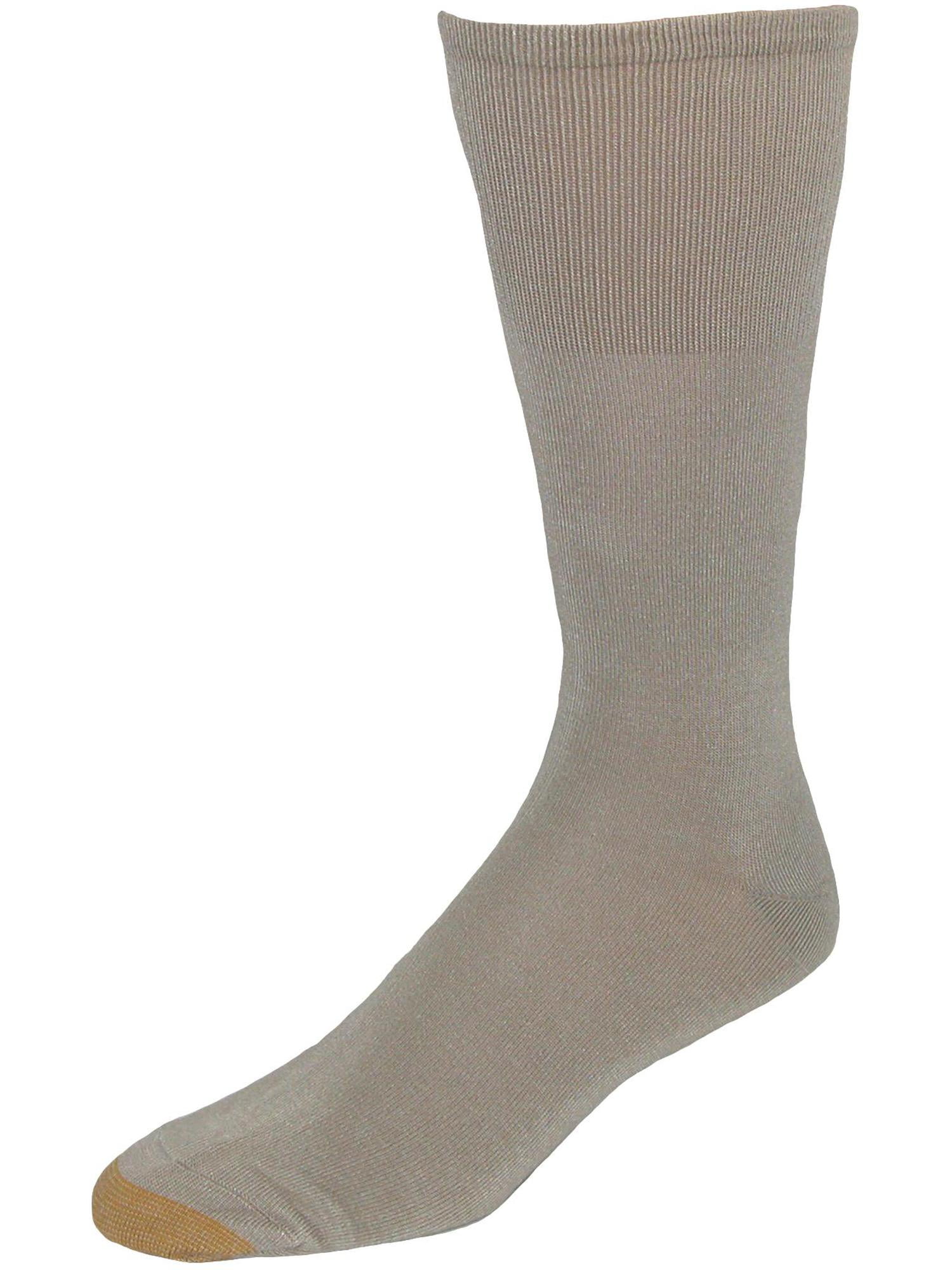 Men's Gold Toe 204S Wellness Non Binding Rayon Crew Sock- 2 Pack (Tan O ...
