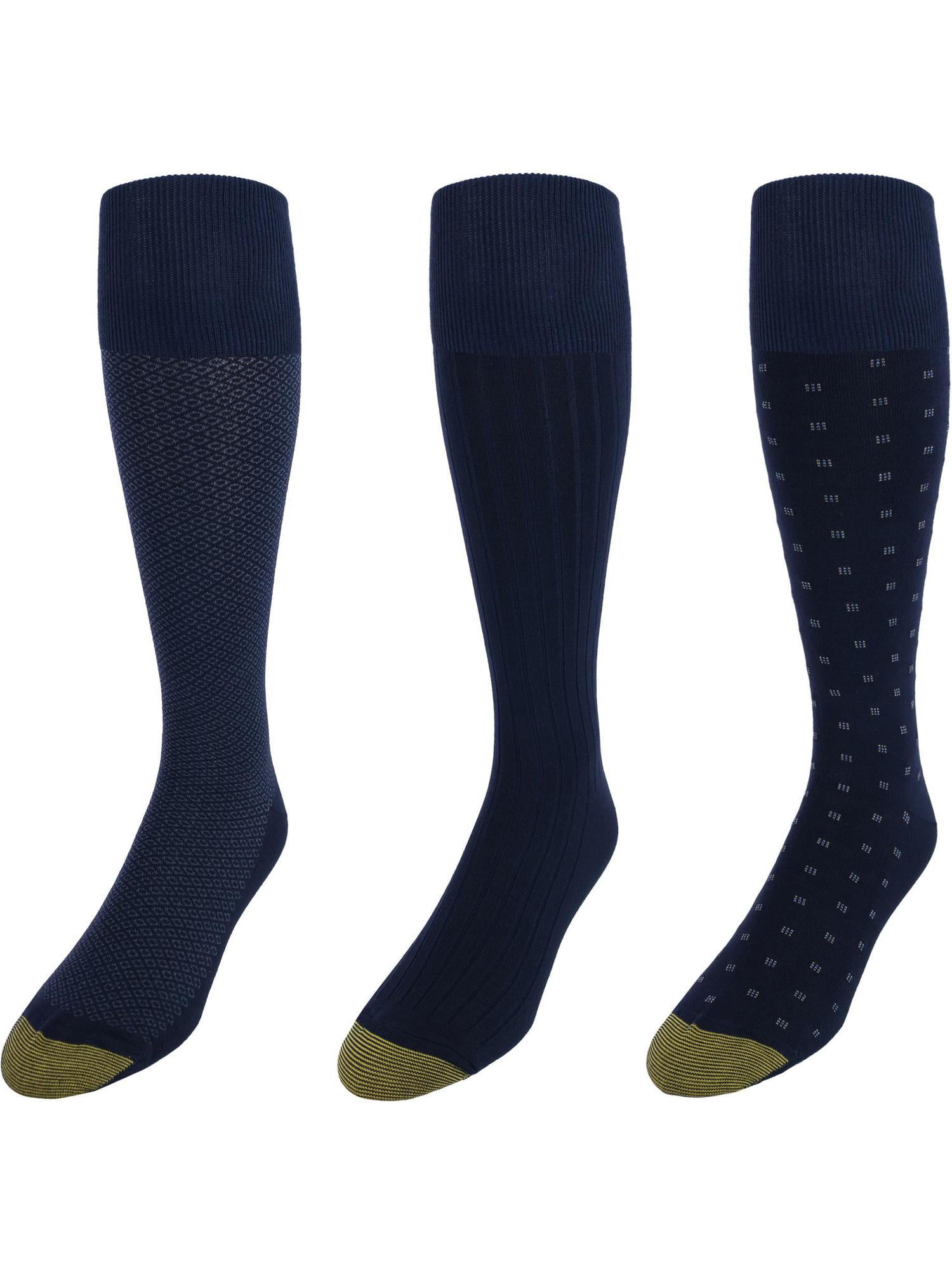 Men's Gold Toe 2055H Over The Calf Premium Fashion Socks - 3 Pack (Navy ...