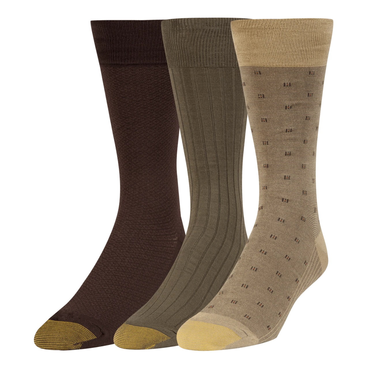 Men's Gold Toe 2055S Assorted Fashion Pack Crew Socks - 3 Pack (Camel ...