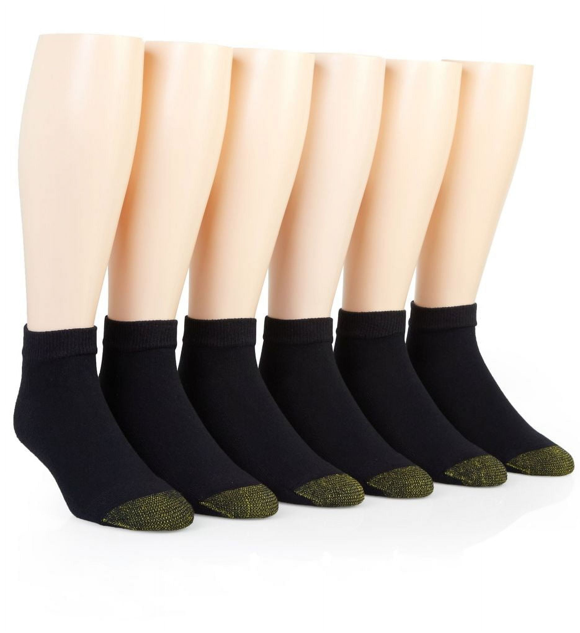 Men's Gold Toe 2247P Cushioned Sport Low Cut Socks - 6 Pack (Black O/S ...