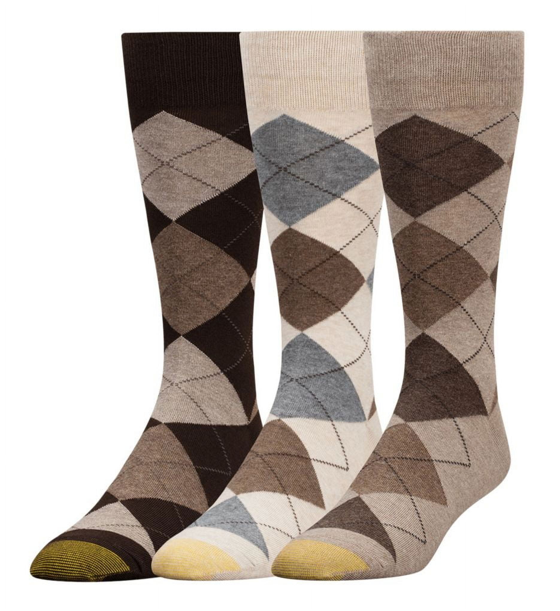 Men's Gold Toe 3179S Carlyle Argyle Crew Socks - 3 Pack (Taupe/String ...