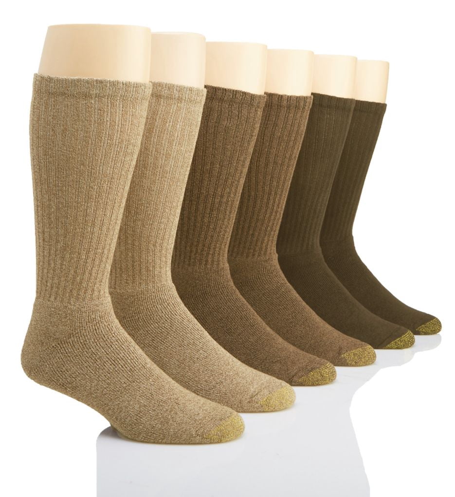 Men's Gold Toe 3400S Moisture Control Harrington Crew Sock - 6 Pack ...