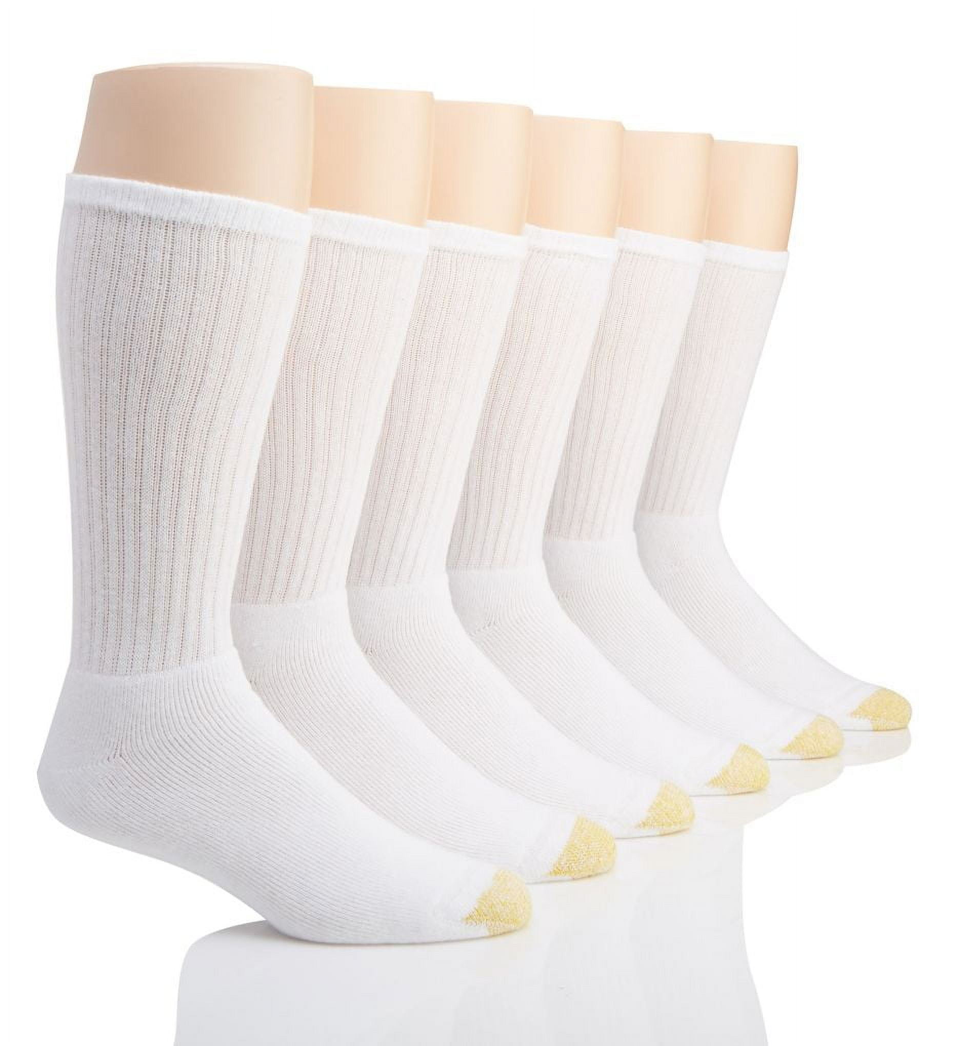 Gold Toe Men's Moisture Control Harrington Crew Socks, 6 Pack, White ...