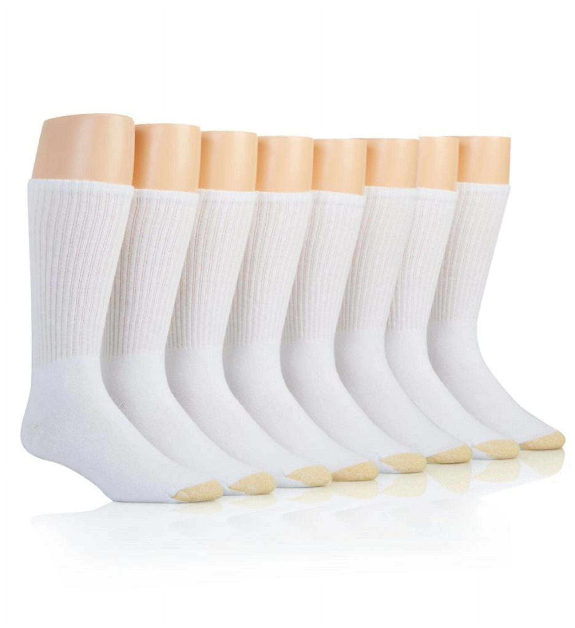 Men's Gold Toe 656SB Cushioned Cotton Crew Socks - 8 Pack (White XL ...