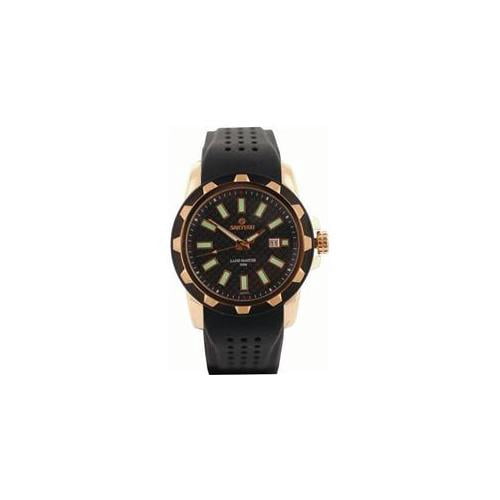 Men's Gold Tone Stainless Steel Landmaster Black Checkered Dial Rubber ...