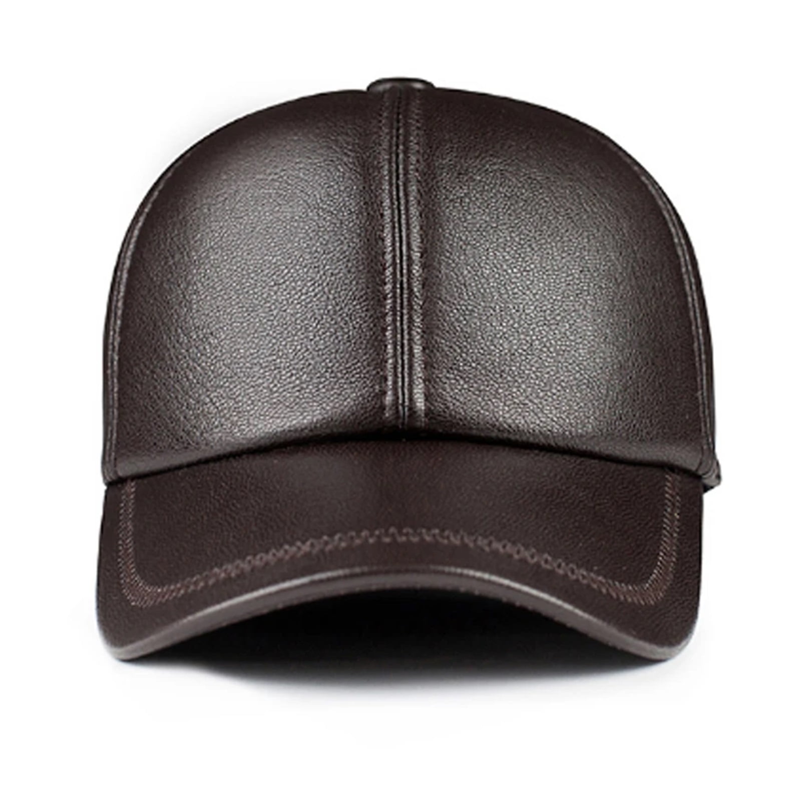 Men's Golf Genuine Leather Baseball Hat Male Winter Real Cow Skin ...