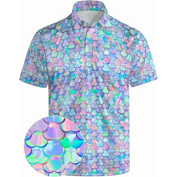 Men’s Golf Polo Shirts - Hawaiian Print Golf Shirt for Men Quick-Dry ...