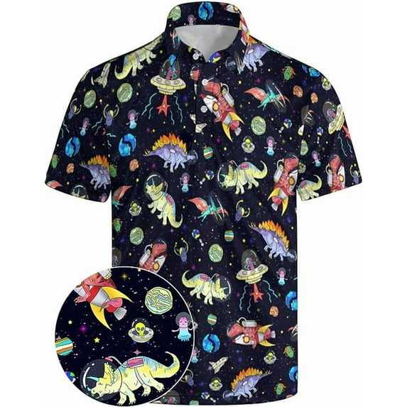 Men’s Golf Polo Shirts - Hawaiian Print Golf Shirt for Men Quick-Dry ...