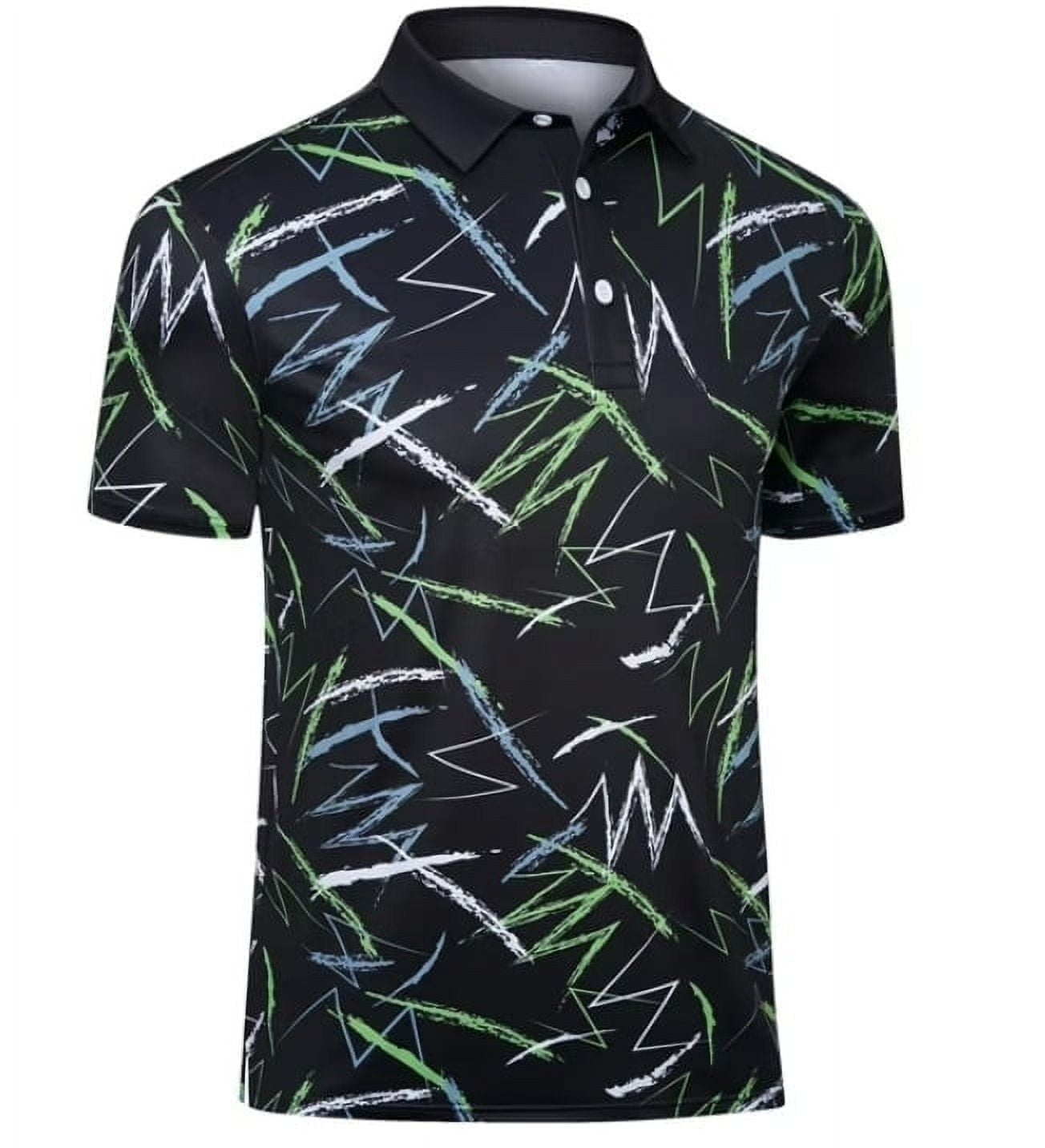 Men's Golf Shirt Short Sleeve Performance Dry Fit Polo Shirt Black S ...