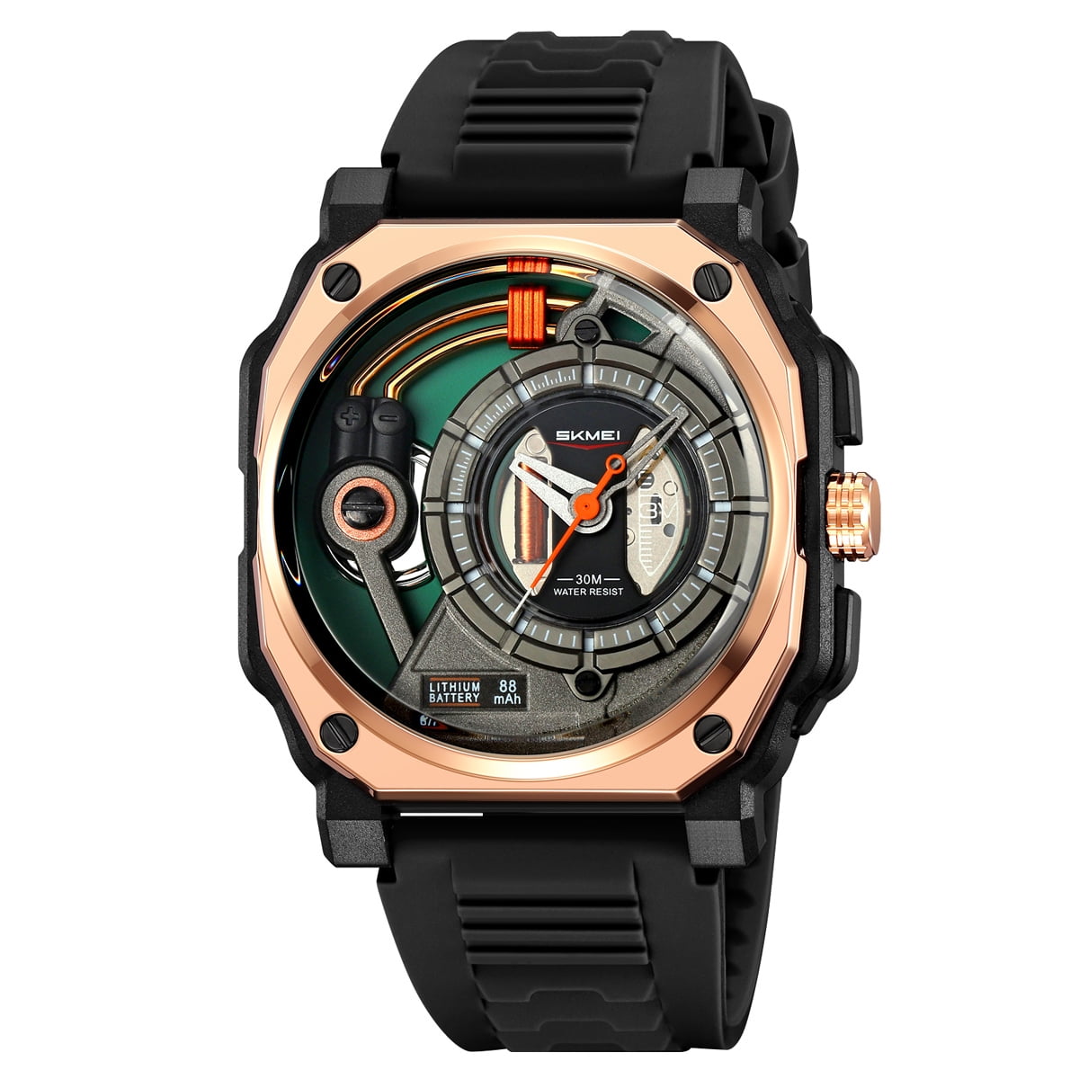 Men's Gothic Nightclub Watch - LED Light Up Dial with Skeleton Design ...