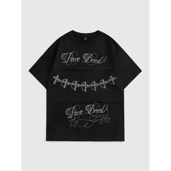 Men's Gothic Rhinestone Cross Rare Breed Graphic T-Shirt - Walmart.com