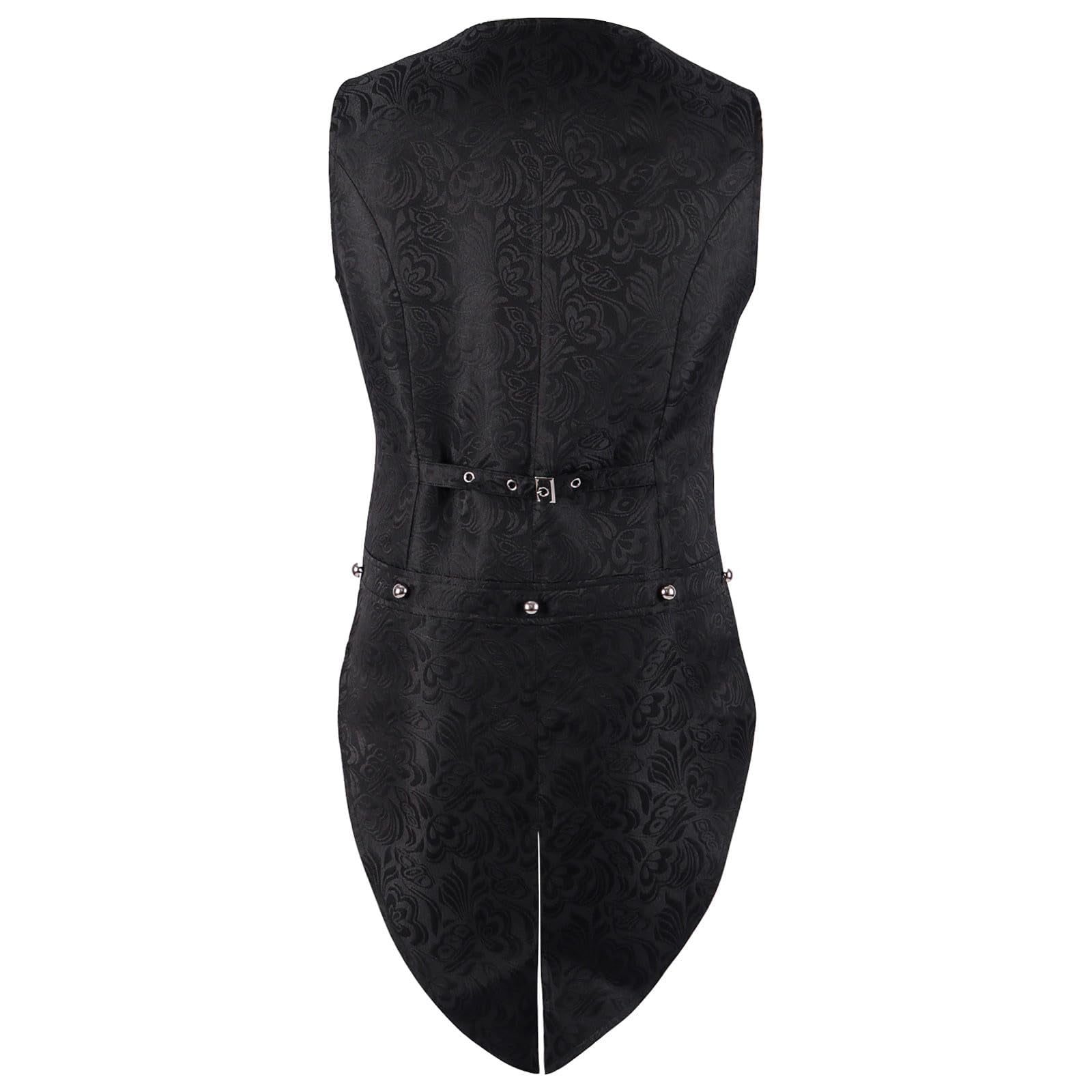 Men's Gothic Vest Steampunk Jacquard Waistcoat Sleeveless Tailcoat ...