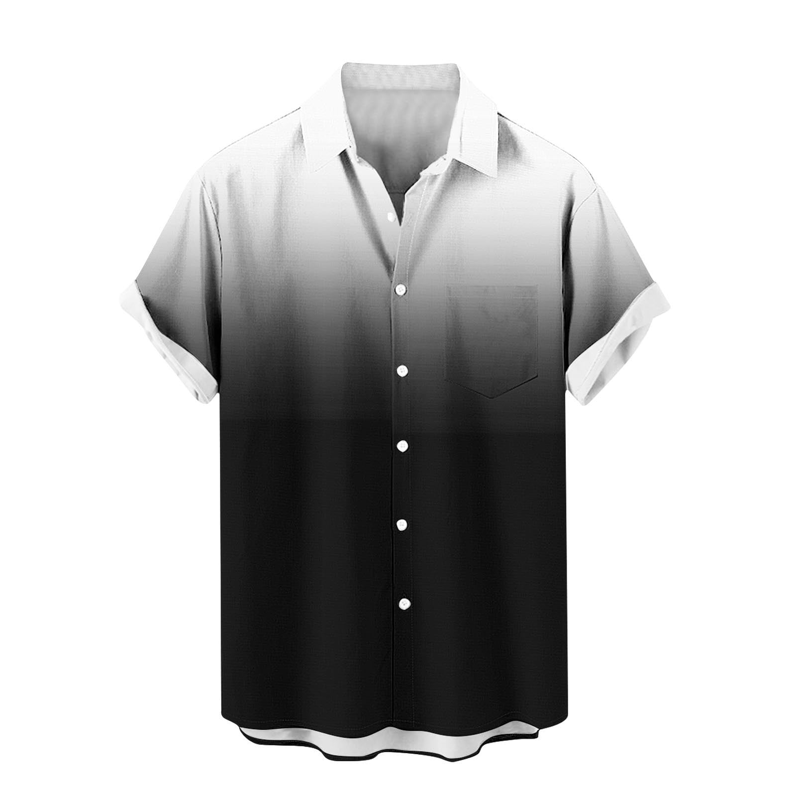 Men's Gradient Color Hawaiian Shirt – 2025 Stylish Short Sleeve Button ...