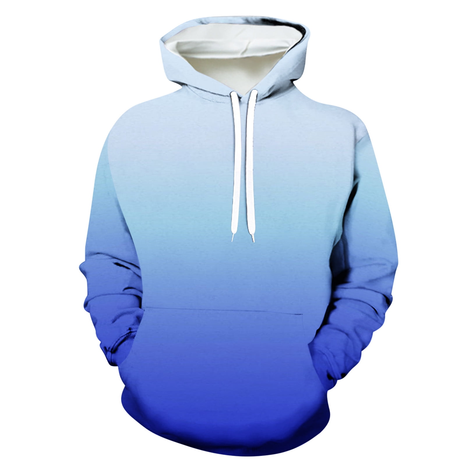 Men's Gradient Colorful Hoodie Pullover Drawstring Hooded Casual Pocket ...