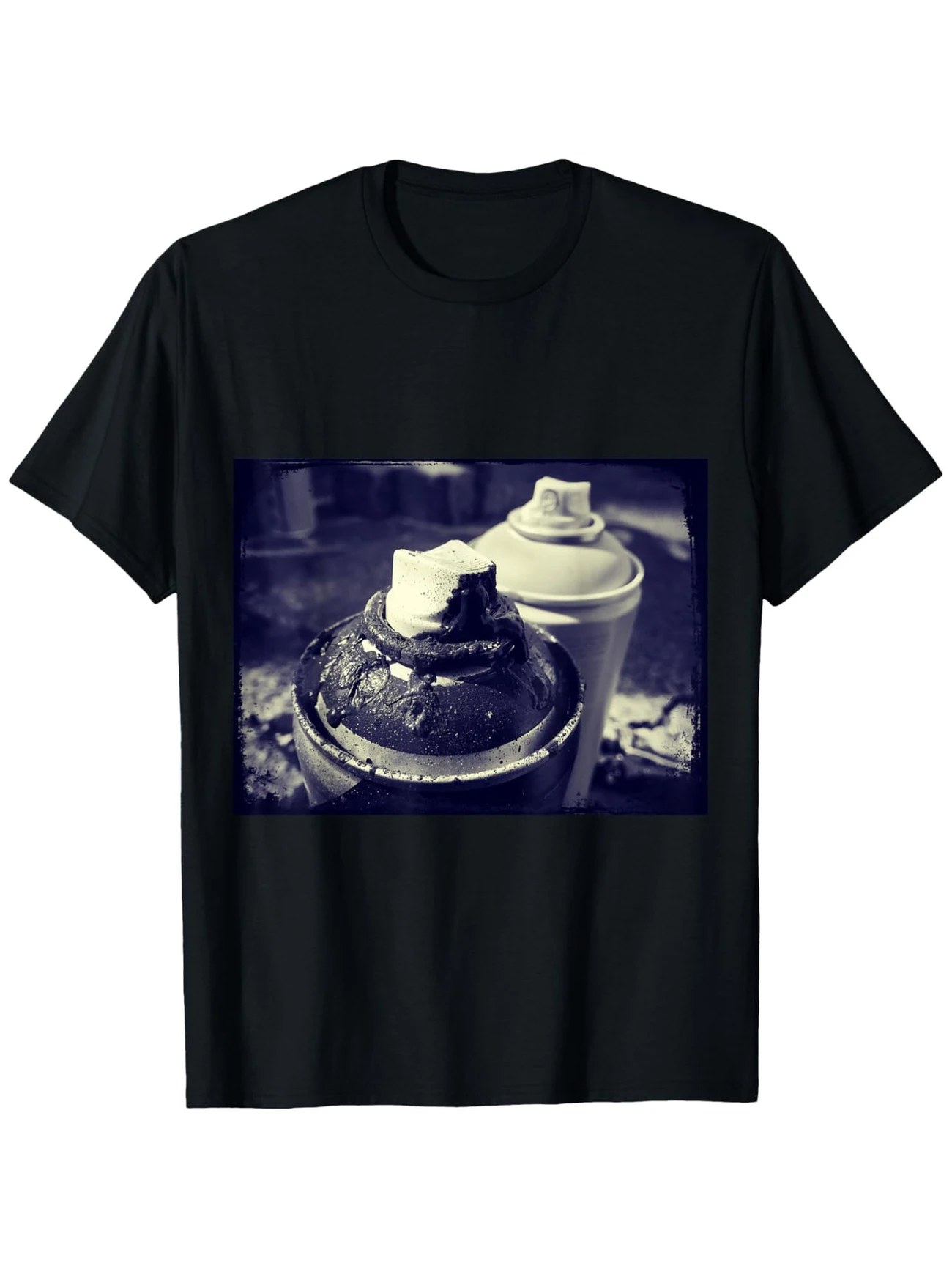 Men's Graffiti Spray Paint Can T-Shirt – Black Cotton Art Tee with ...