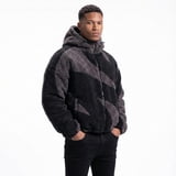 Men’s Graphic Sherpa Jacket | High Neck Fluffy Zip-Up Hoodie | Y2K ...