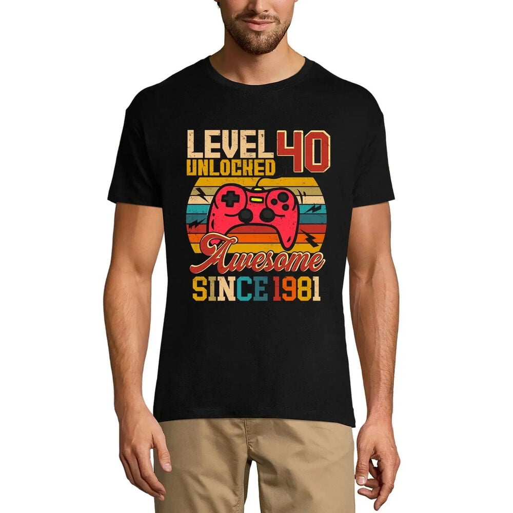 Men's Graphic T-Shirt Level 40 Unlocked 40th Birthday Anniversary 40 ...