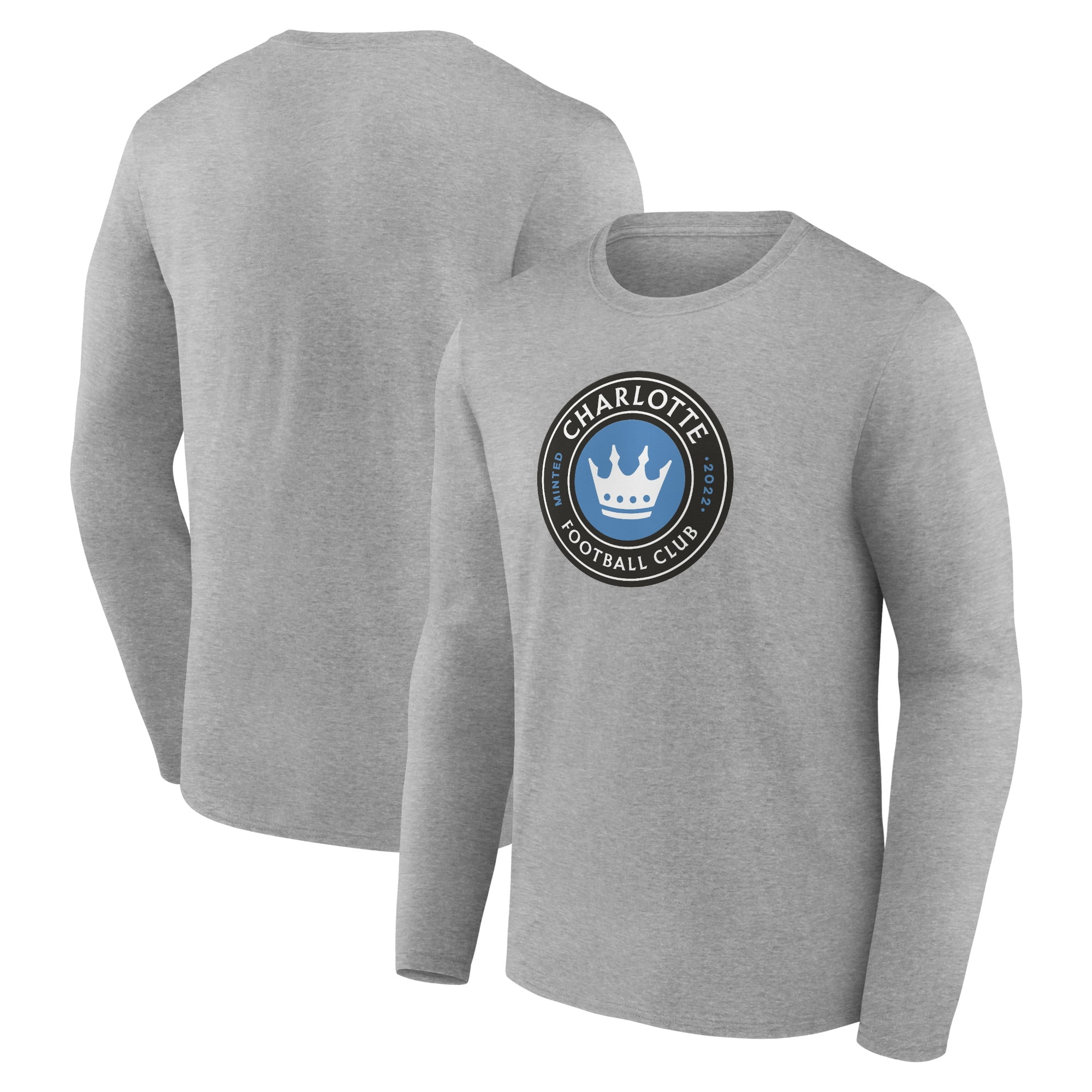 Men's Gray Charlotte FC Official Logo Long Sleeve T-Shirt - Walmart.com