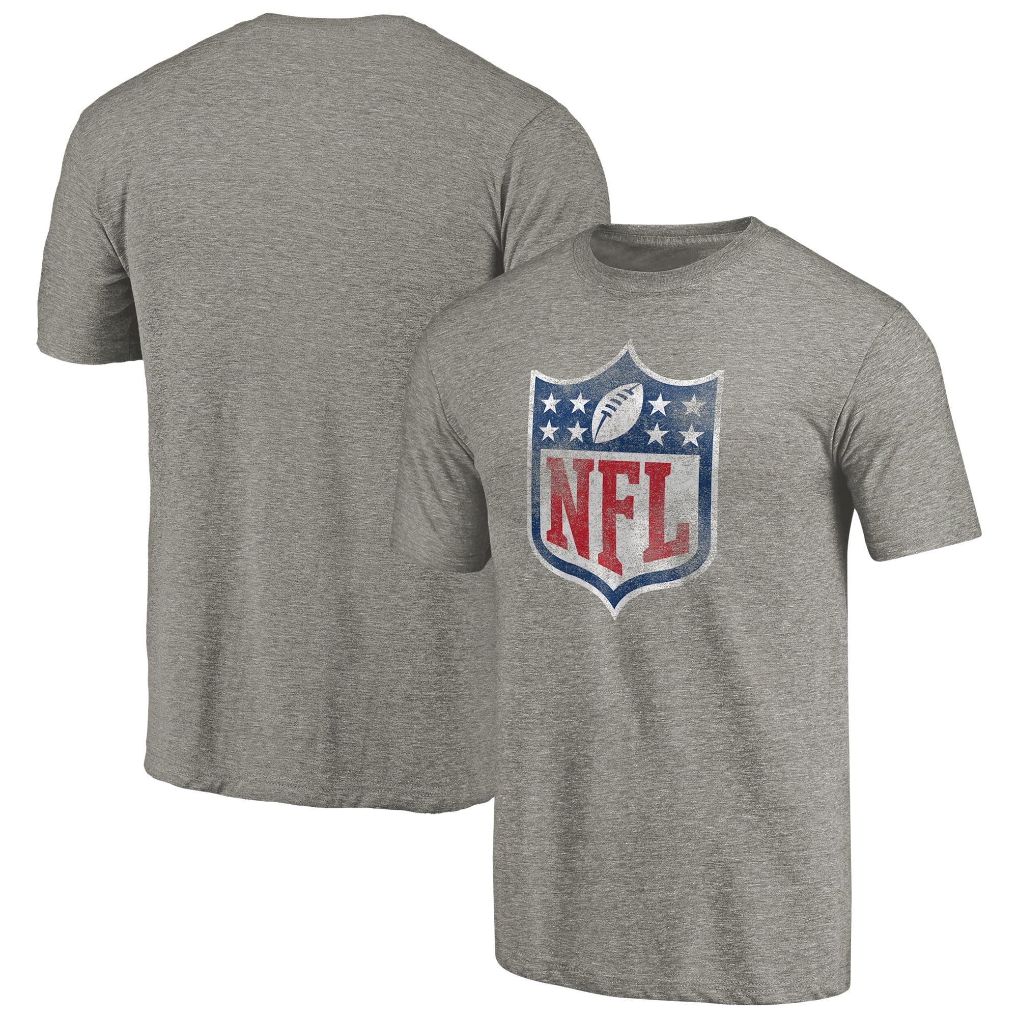 Men's Gray NFL Shield Distressed Team Primary Logo Tri-Blend Raglan T ...