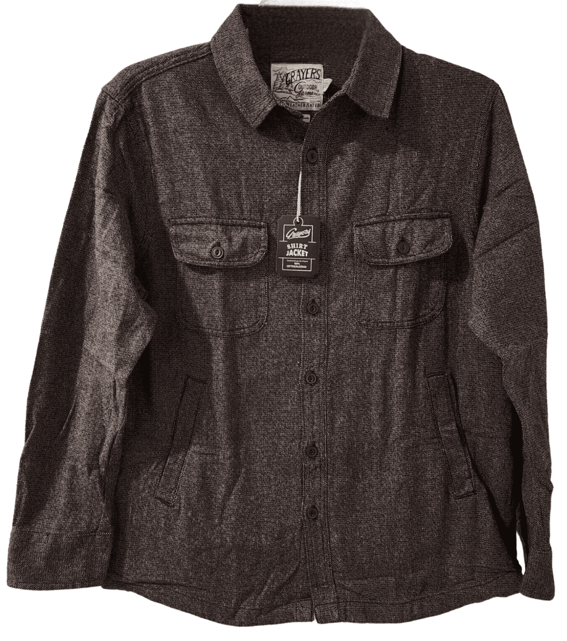 Men's Grayers 100% Cotton Heavyweight Shirt Jacket (Brown, Medium ...