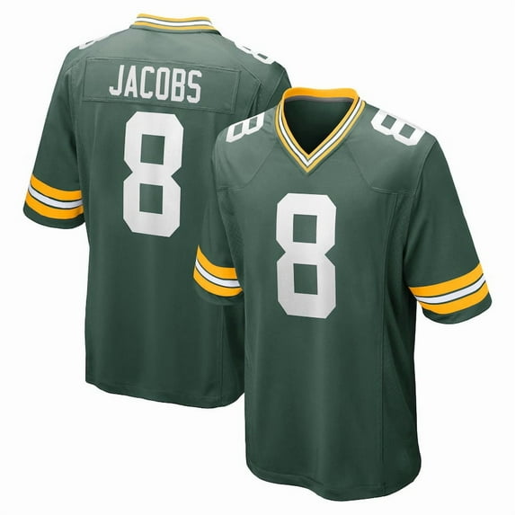 Men's Green Bay Jacobs 8 Green Sports Player Game Stitched Name Number ...