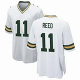 Men's Green Bay Reed 11 White Sports Player Game Stitched Name Number T ...