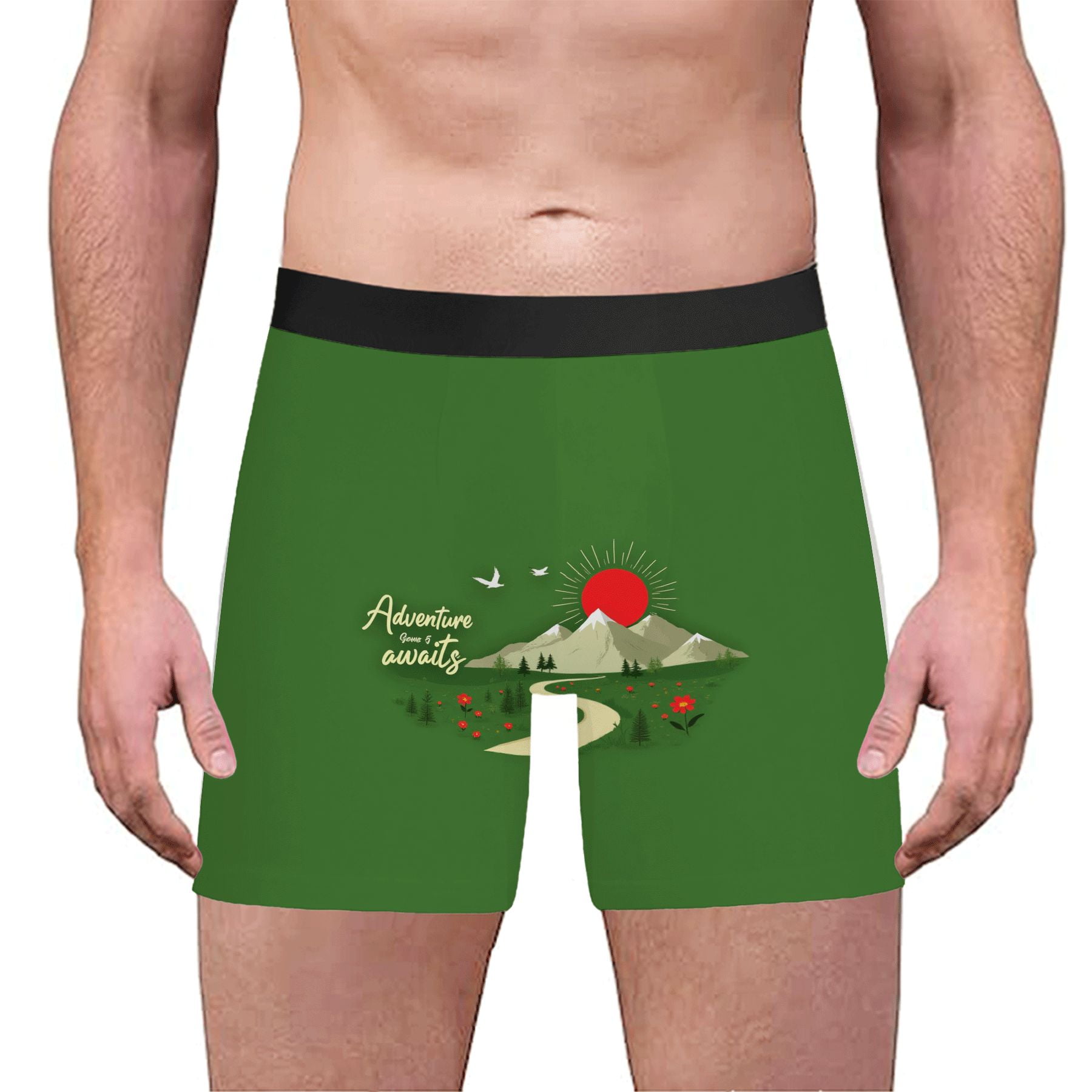 Men's Green Boxer Briefs with Adventure Design - Winding Path to ...