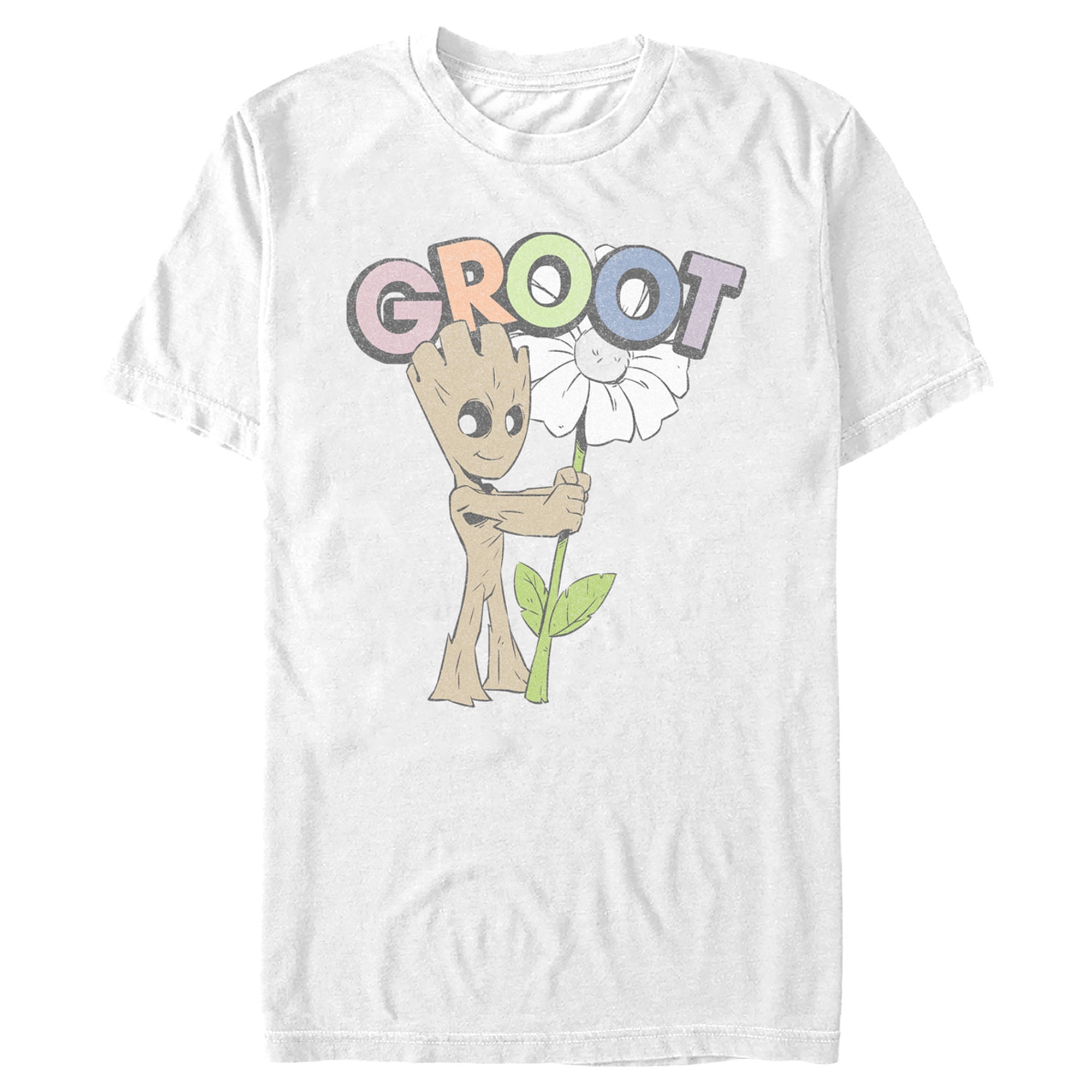 Men's Guardians of the Galaxy Colorful Baby Groot Graphic Tee White 3X ...