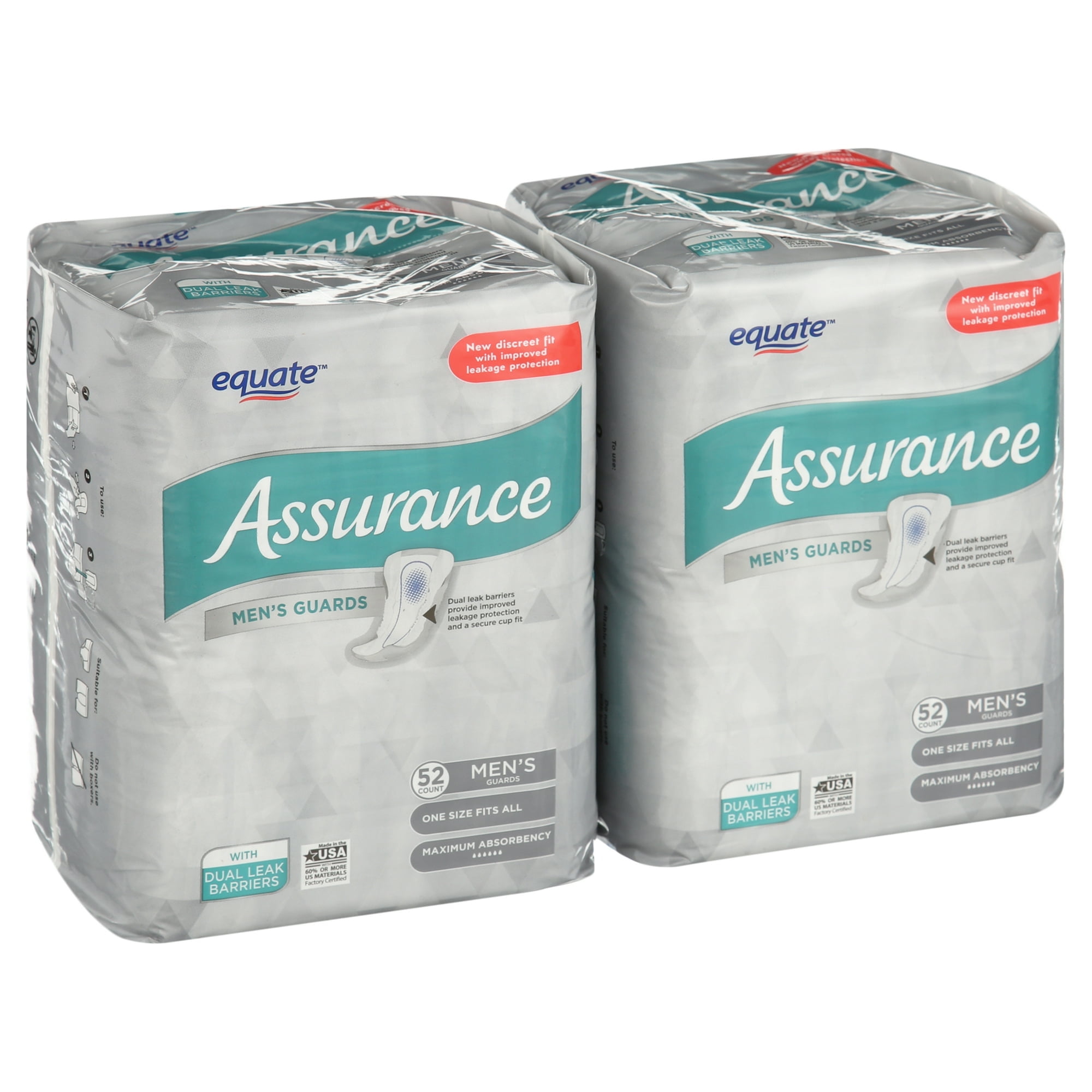 Men’s Guards, Maximum Absorbency, 104 Count (2 x 52 ct) - Walmart.com