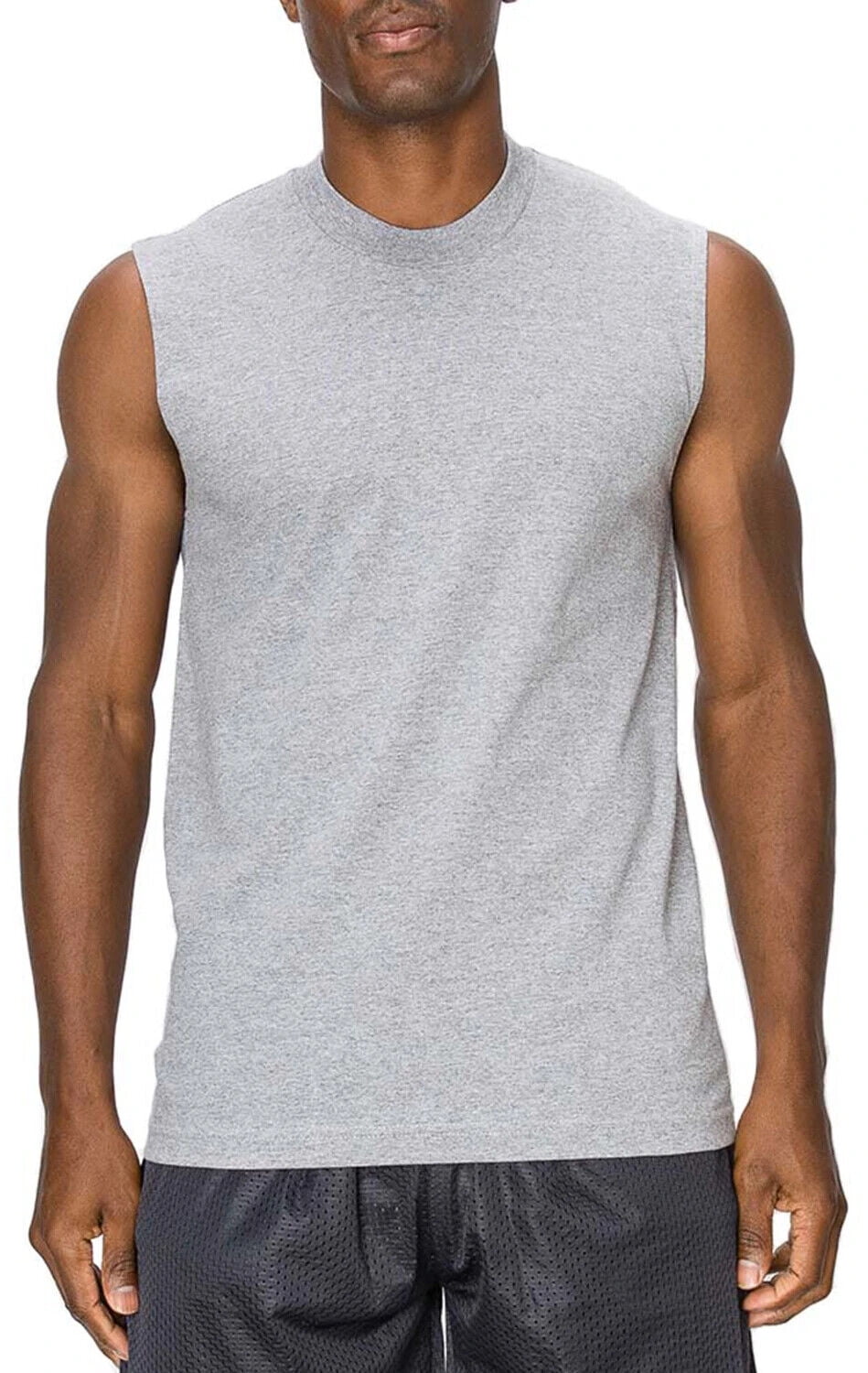 Men’s Gym Muscle Tank Top 3 Pack Crewneck Sleeveless Workout Top Cotton ...