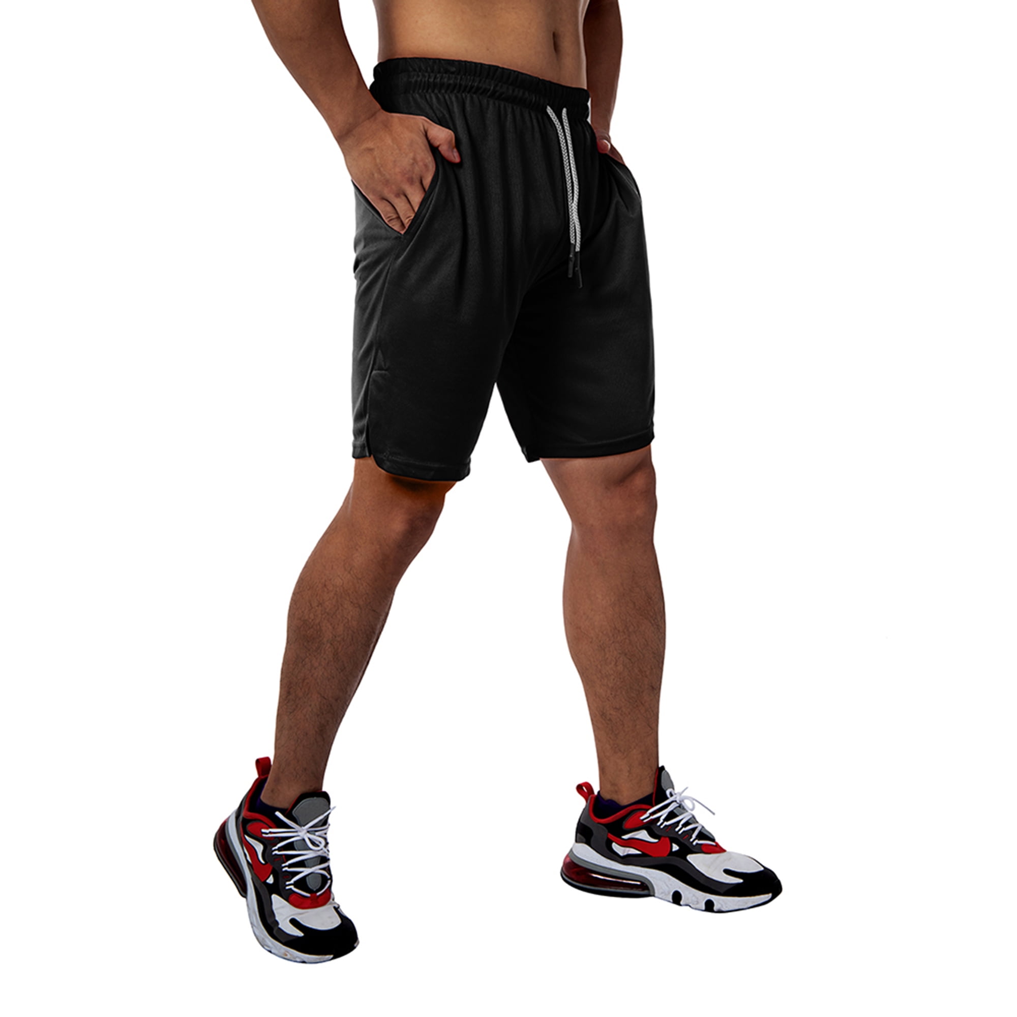 Men's Gym Workout Shorts with Pockets, Quick Dry Fit Mens Mesh Athletic ...