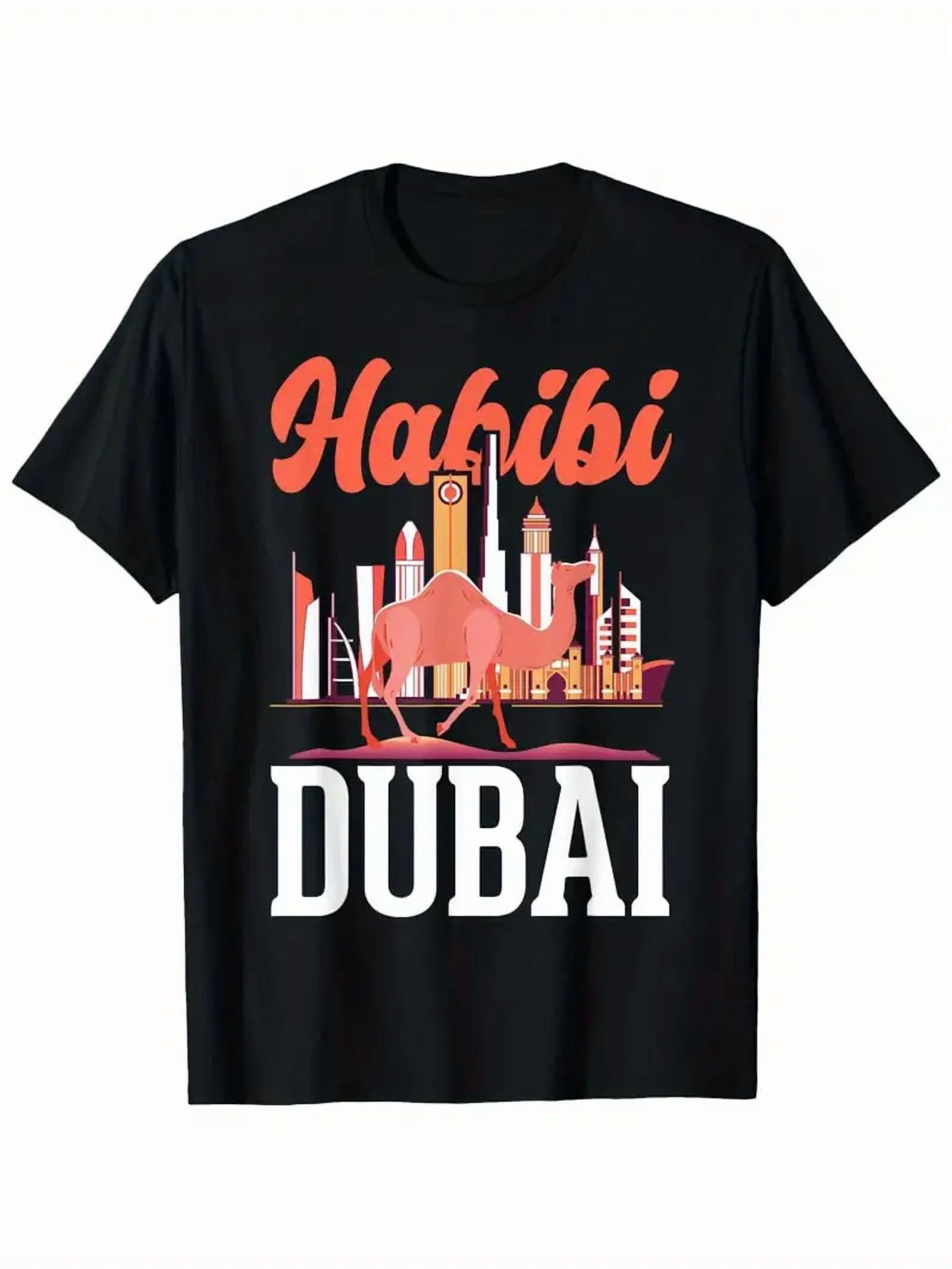 Men's Habibi Dubai T-Shirt - Black UAE Skyline Graphic Tee with Dubai ...