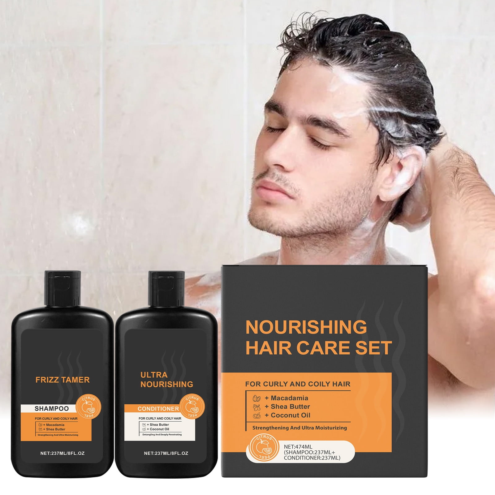 Men’s Hair Care Set Deeply Nourishes Scalp Softens Dry Hair Controls Frizz Enhances Hair Texture ...