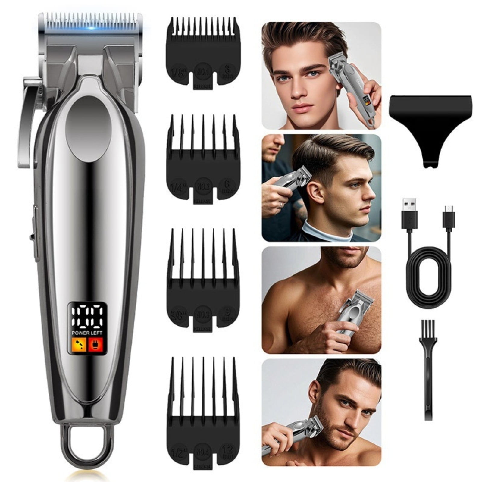 Men's Hair Clipper Kit with Adjustable Combs for Precision Styling and ...