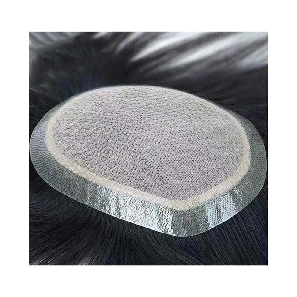 Men's Hairpiece Human Hair Replacement Systems Silk Base with PU Skin ...