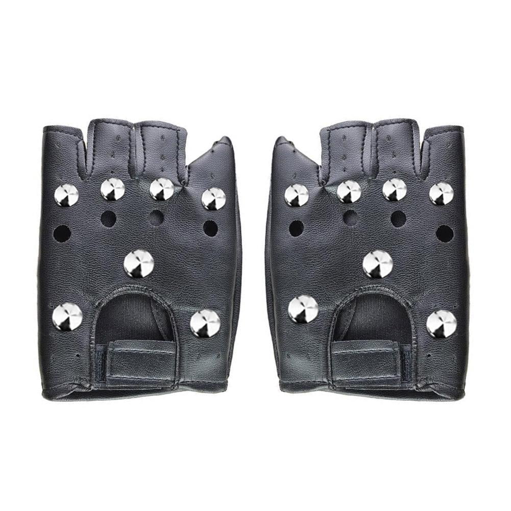 Men,s Half Finger Rivet Gloves For Club Dancing Performance - Walmart.com