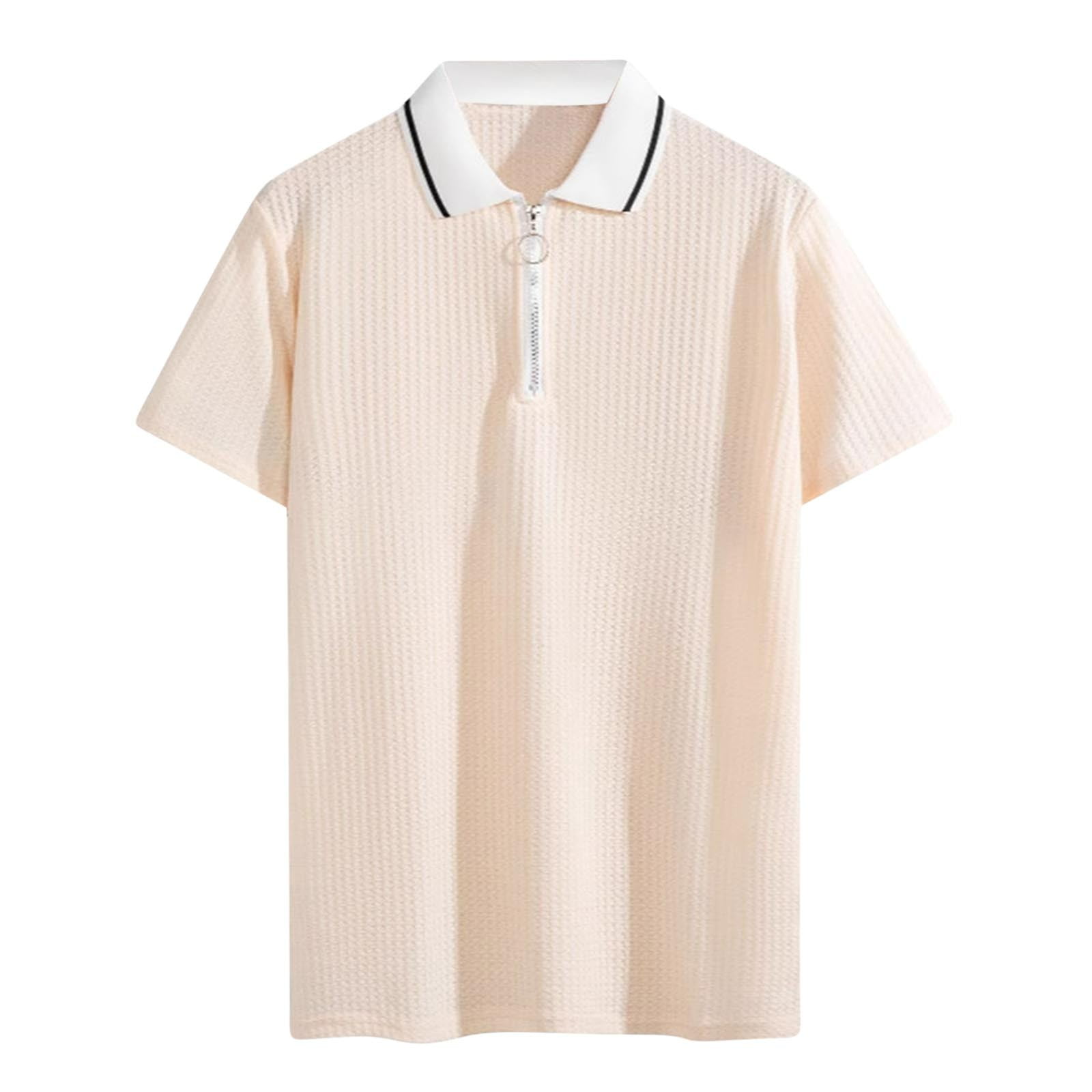 Men's Half Zip Polo Shirt Lightweight Knit Color Block Collar Golf ...