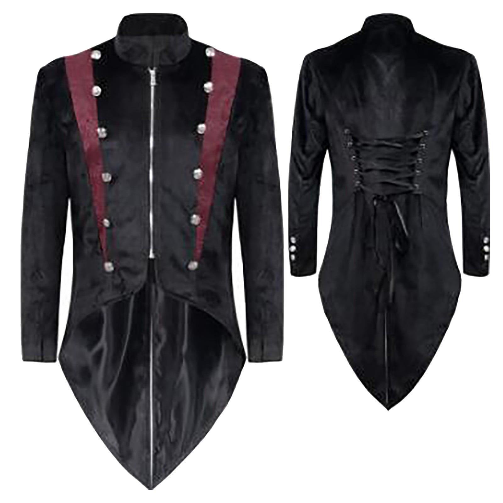 Men's Halloween Medieval Renaissance Costume Medium Length Punk Tuxedo ...