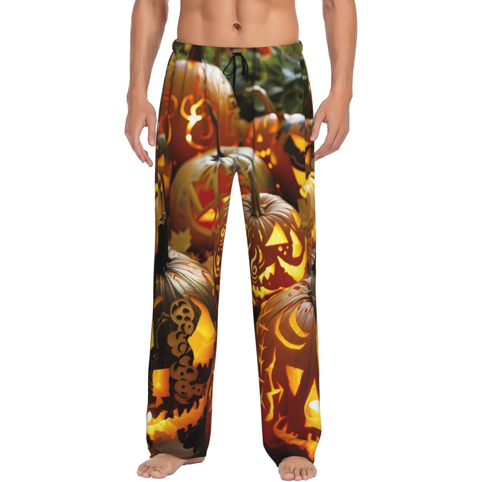 Men's Halloween Pajama Pants Halloween Carved Pumpkin Art Soft Pj ...