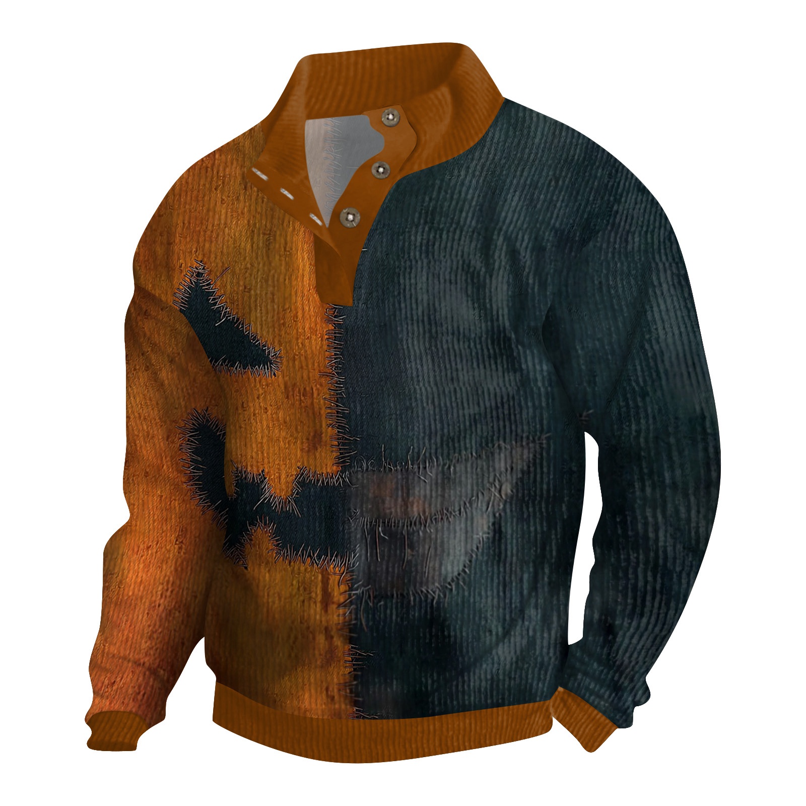 Men's Halloween Printed Corduroy Button Down Shirt Long Sleeve, Casual ...